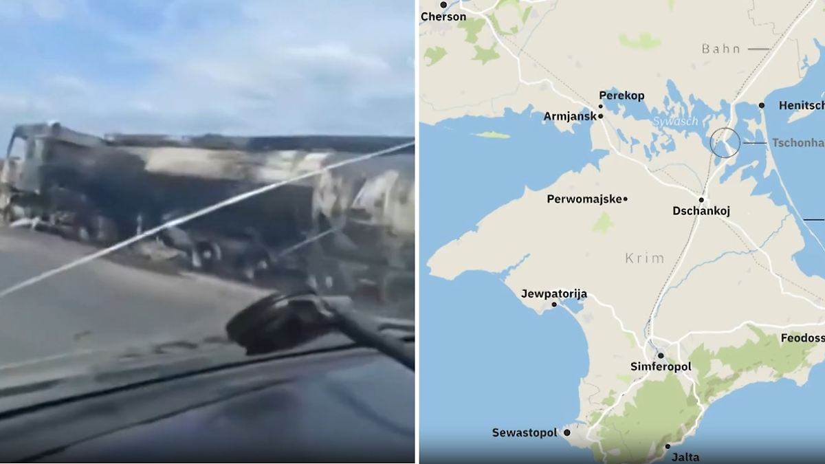 Lkw-Gerippe und brennende Wracks: Videos legen nahe: Ukraine zielt auf ...