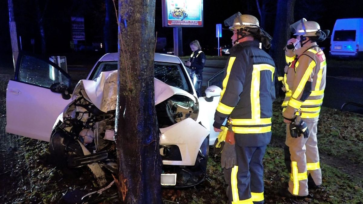 Nordrhein-Westfalen: Auto kracht in Krefeld gegen Baum: Zwei Verletzte - n-tv.de