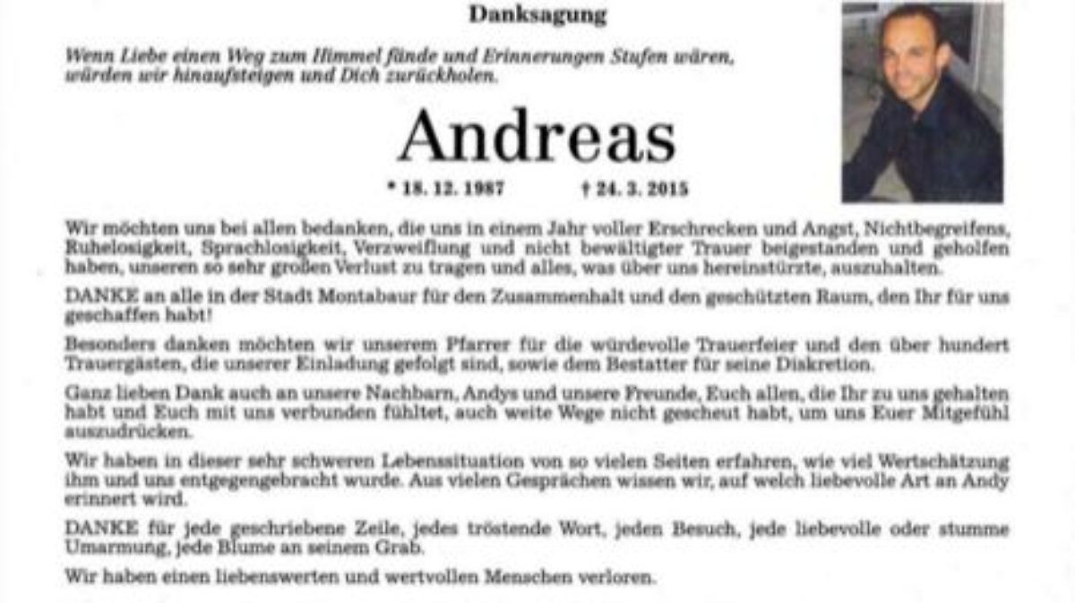 Liebenswerter, wertvoller Mensch: Lubitz-Eltern erinnern an ihren Sohn ...