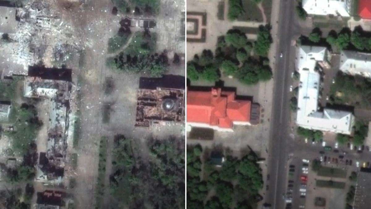 Trümmer, so weit das Auge reicht: Satellitenbilder zeigen Bachmut vor ...